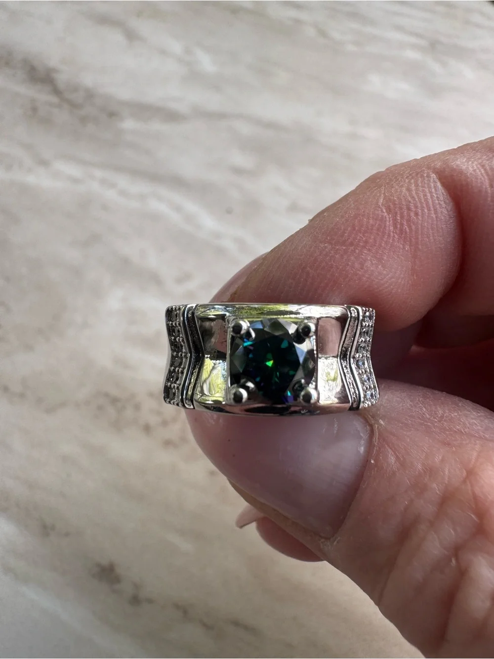 Moissanite | Jewelry | Sterling Silver Ring With Ct Rainbow Blue Stone ...